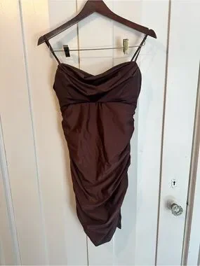 Emerald Sundae | Dresses | Emerald Sundae Chocolate Brown Ruched Mini ...